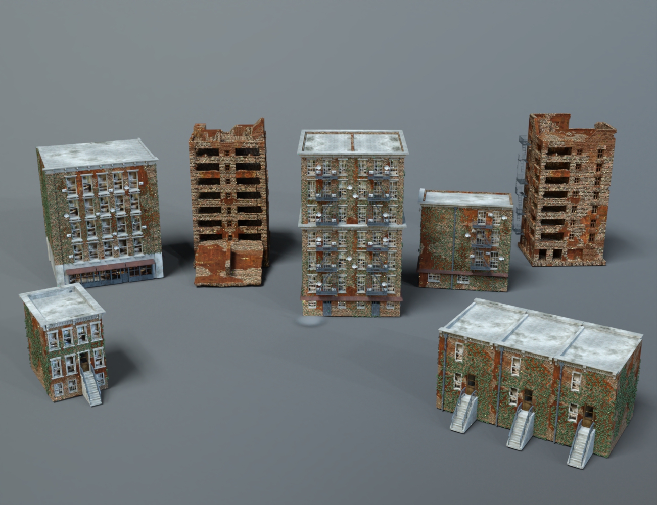 AP Post-Apocalyptic City Buildings Prop Set | Daz 3D