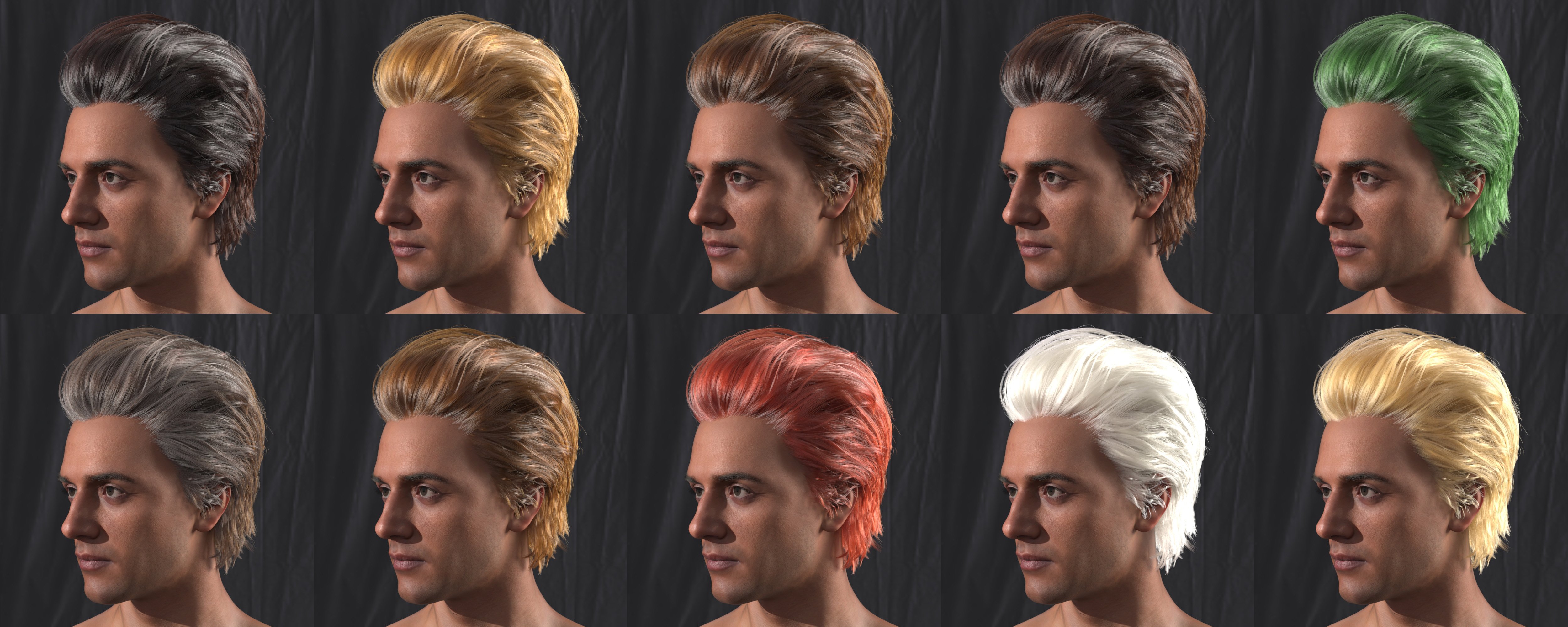 dForce Messy Swept Back Hair for Genesis 9 | Daz 3D
