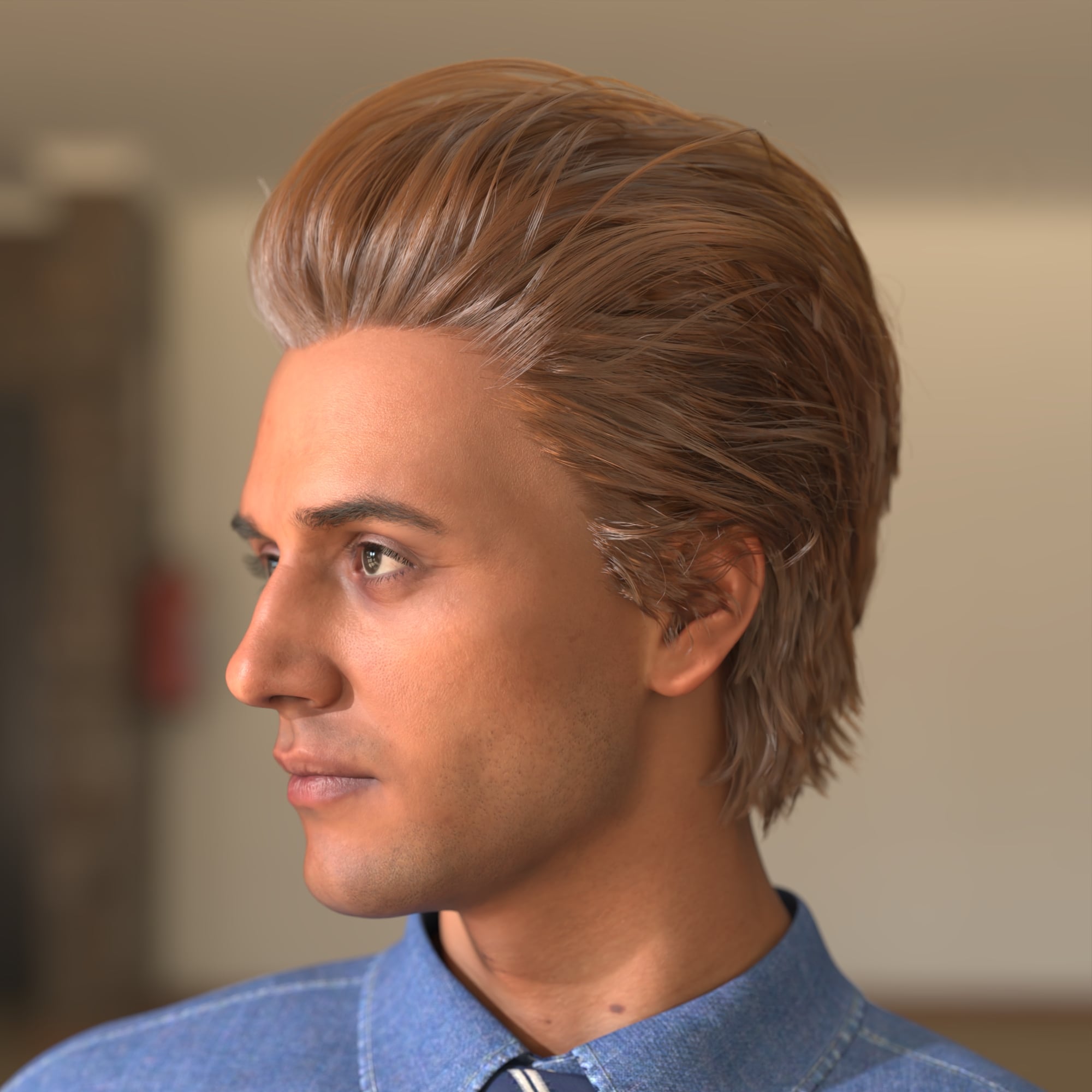 dForce Messy Swept Back Hair for Genesis 9 | Daz 3D