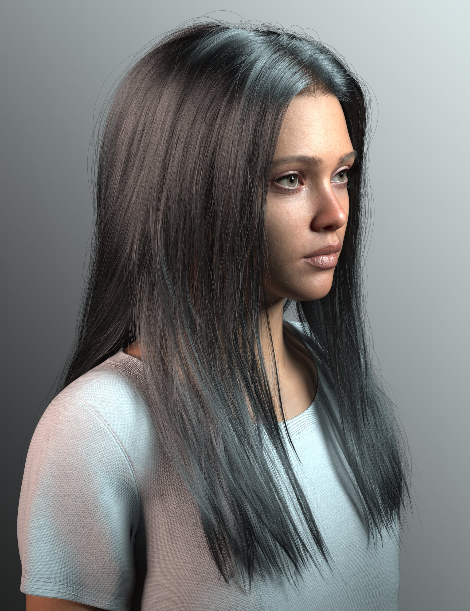 dForce Strand-Based FE Classic Straight Hair for Genesis 9, 8, and 8.1 ...