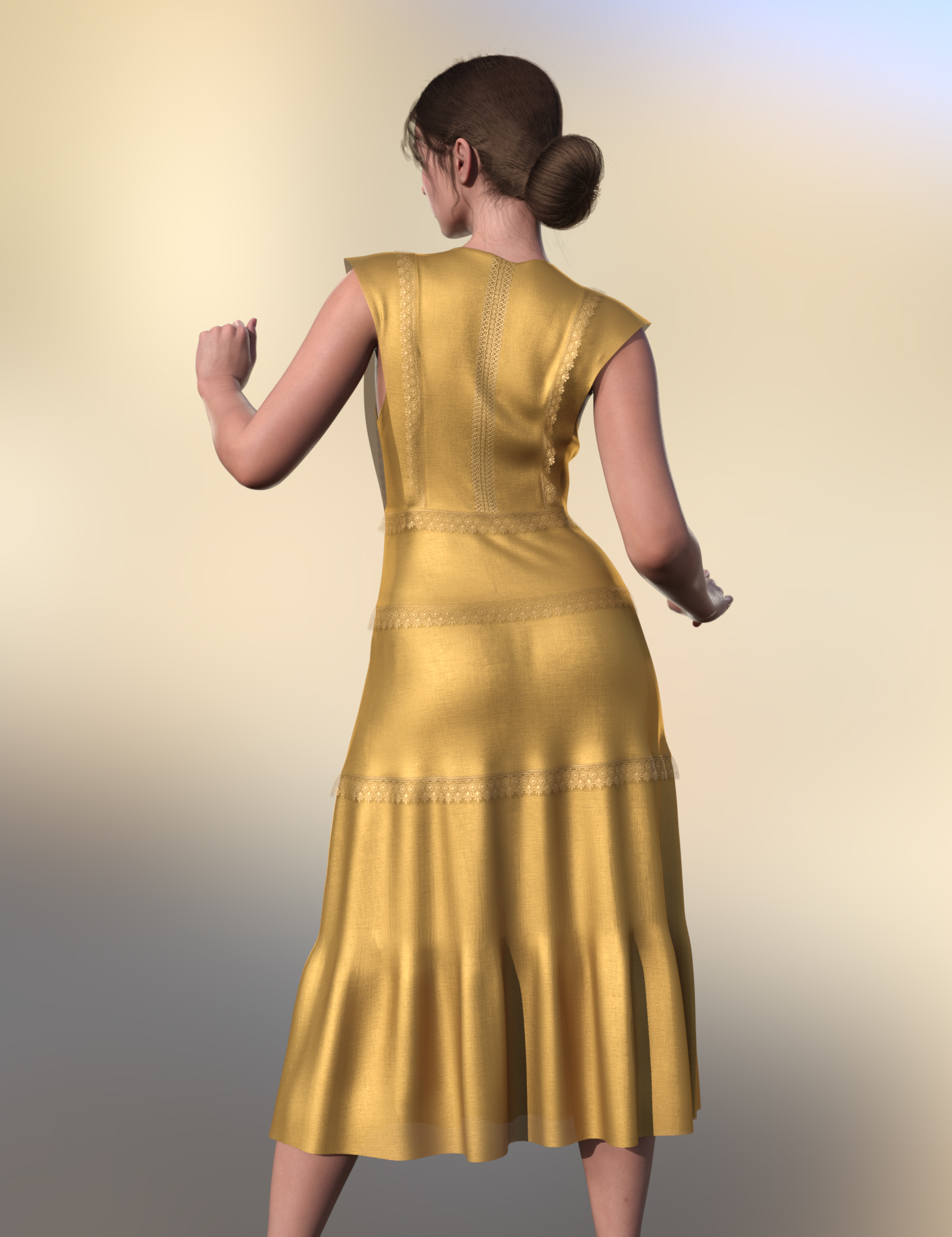 dForce MK Lace Trim Layered Dress for Genesis 9 | Daz 3D