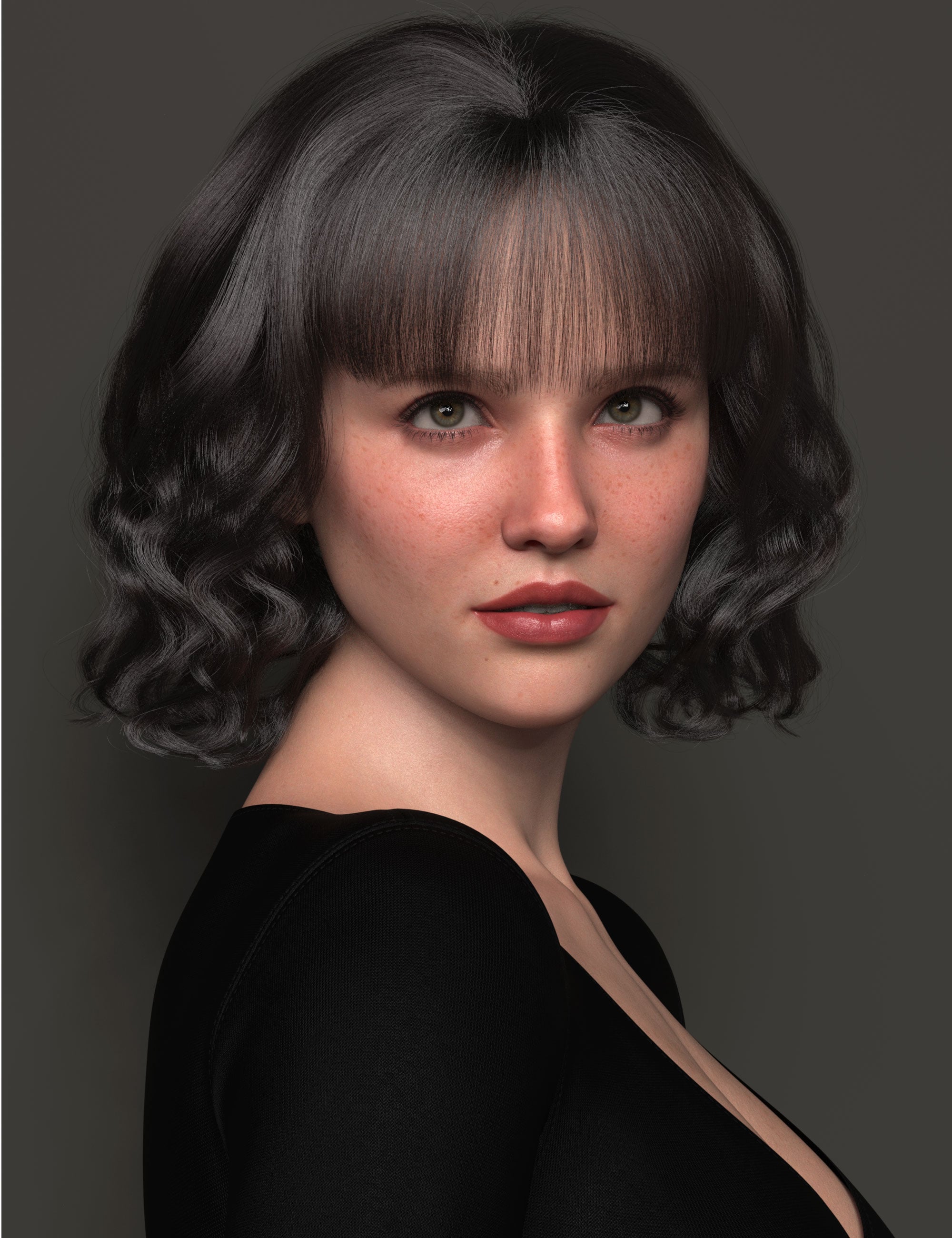dForce Strand-Based Doll Style Curly Bob Hair for Genesis 9 | Daz 3D
