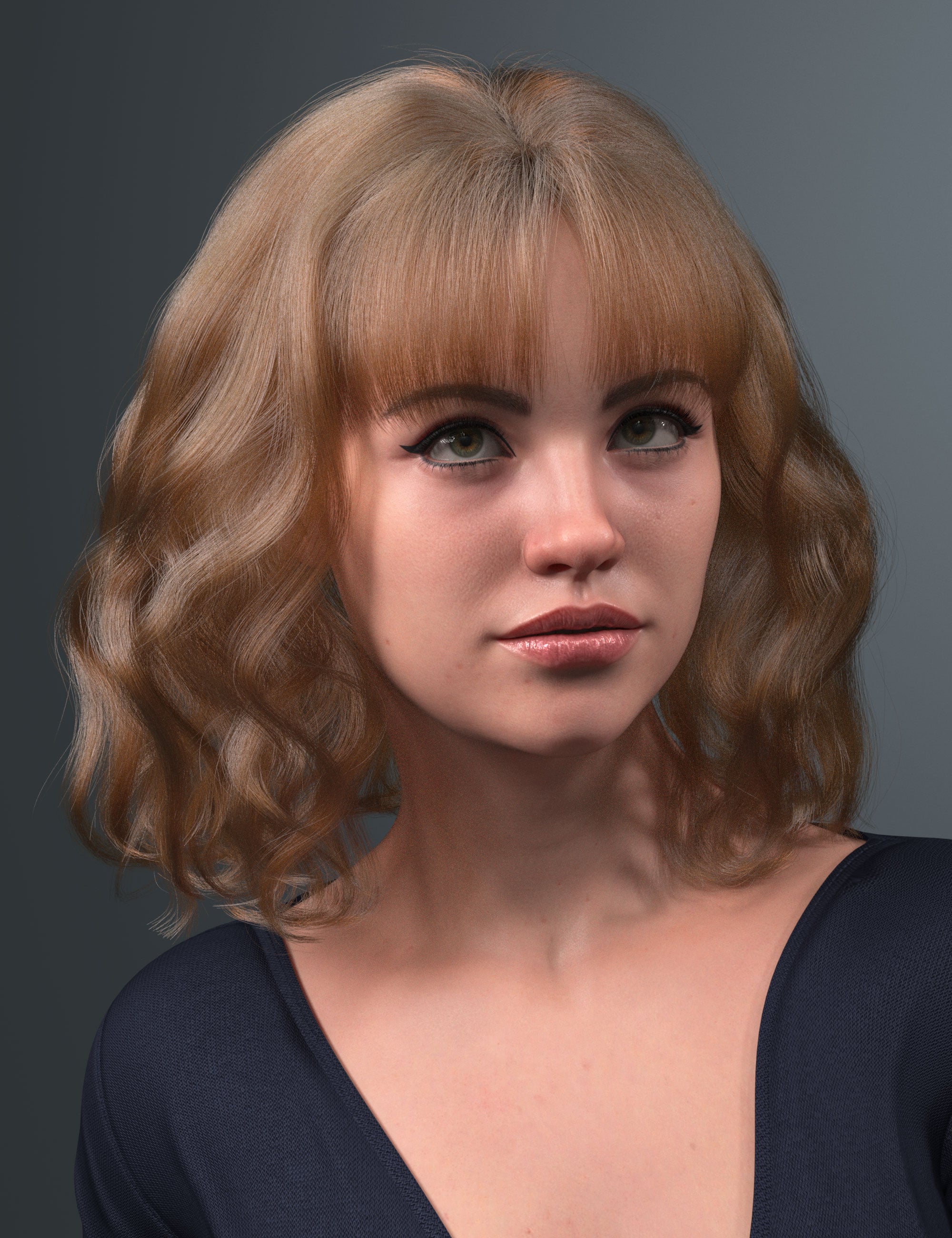 dForce Strand-Based Doll Style Curly Bob Hair for Genesis 9 | Daz 3D