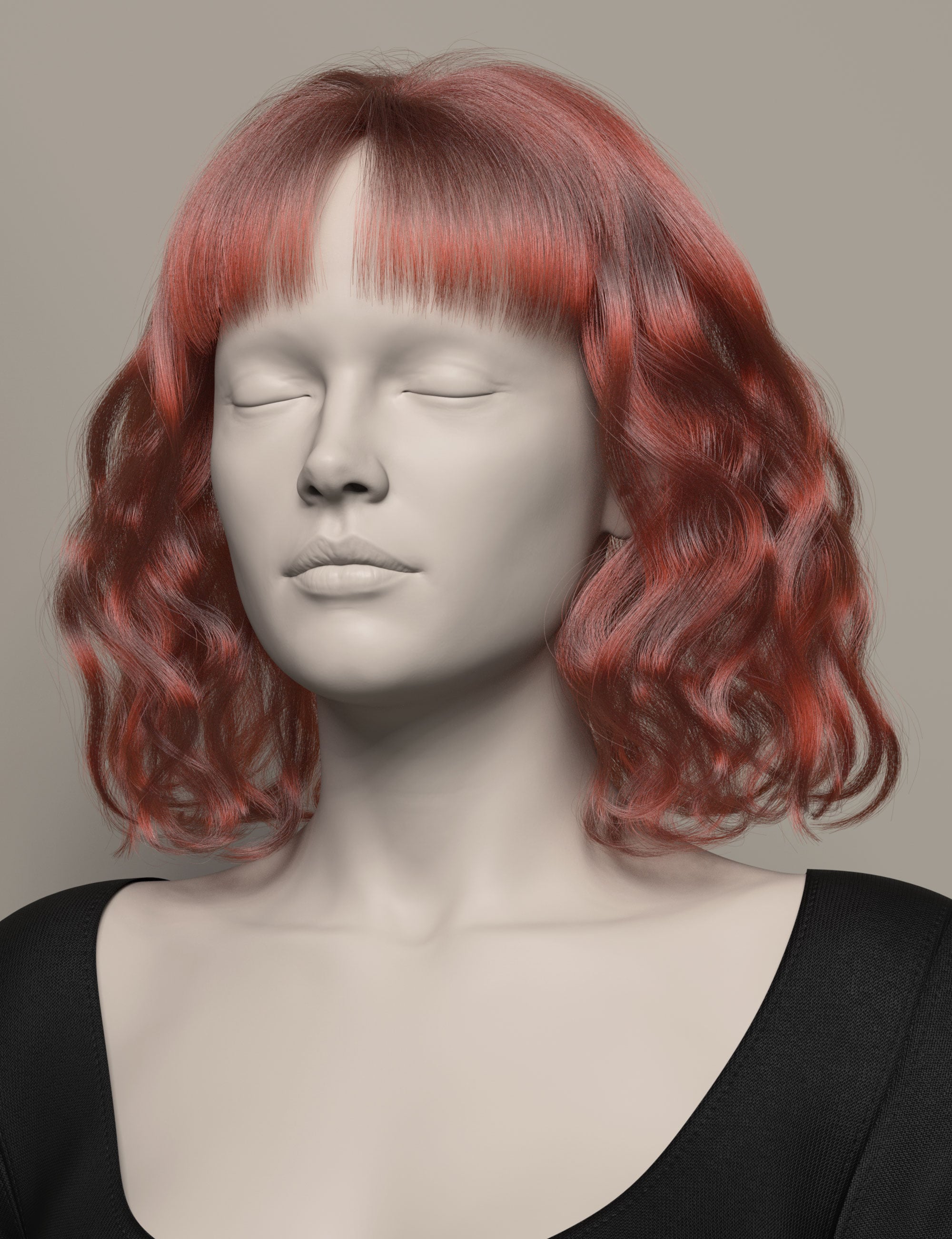 dForce Strand-Based Doll Style Curly Bob Hair for Genesis 9 | Daz 3D