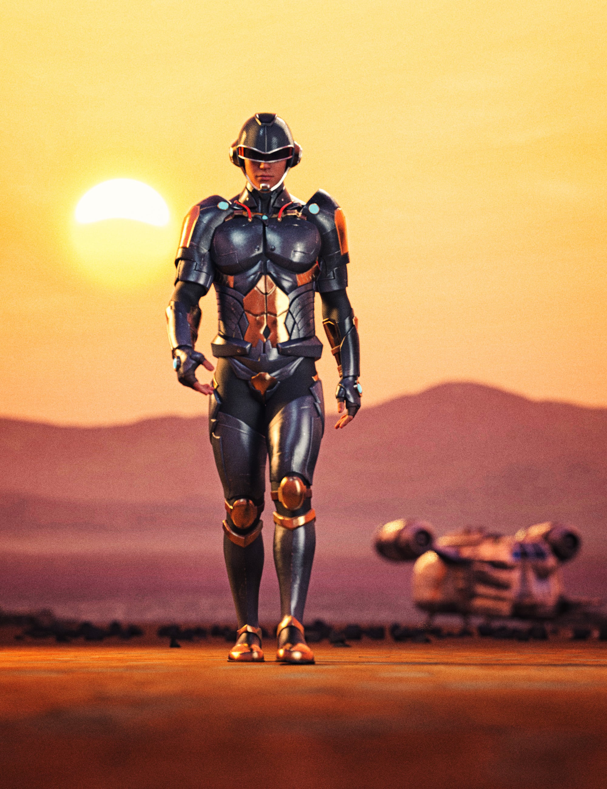 dForce XBit MechWarrior Outfit for Genesis 9 ⋆ Freebies Daz 3D