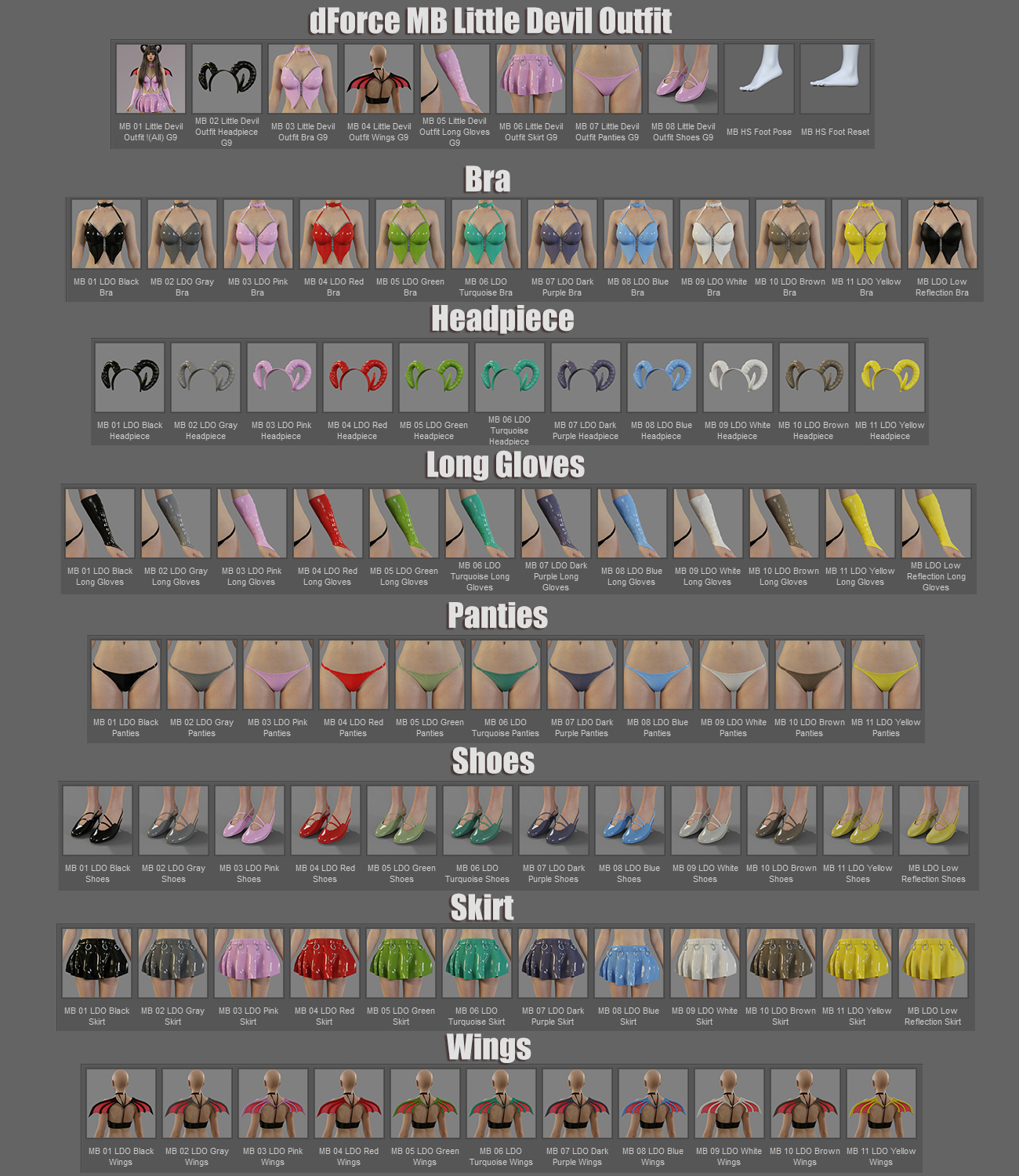 dForce MB Little Devil Outfit Genesis 9 Feminine | Daz 3D