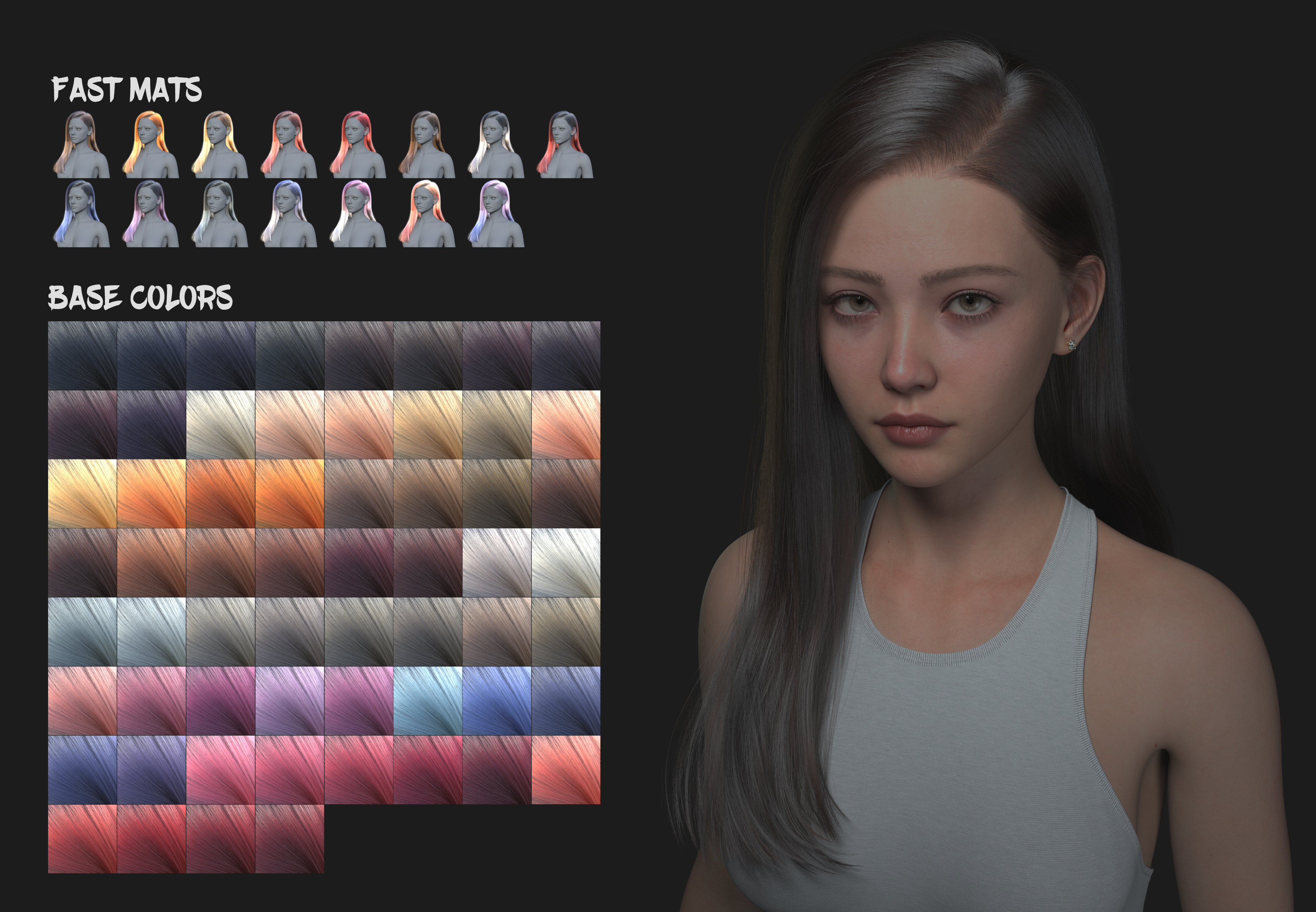 dForce Strand-Based FE Side Part Straight Hair for Genesis 9, 8 and 8.1 ...