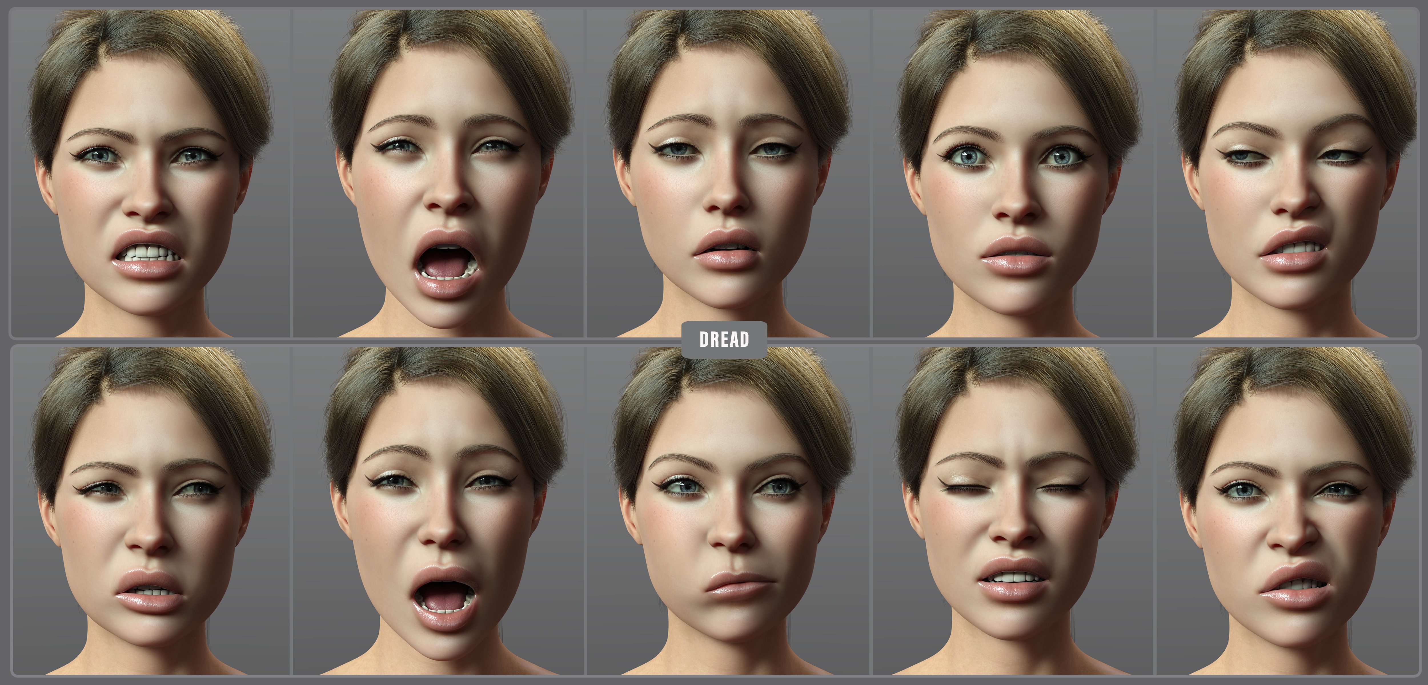 Z Fear Anxiety and Dread Expressions for Genesis 9 | Daz 3D