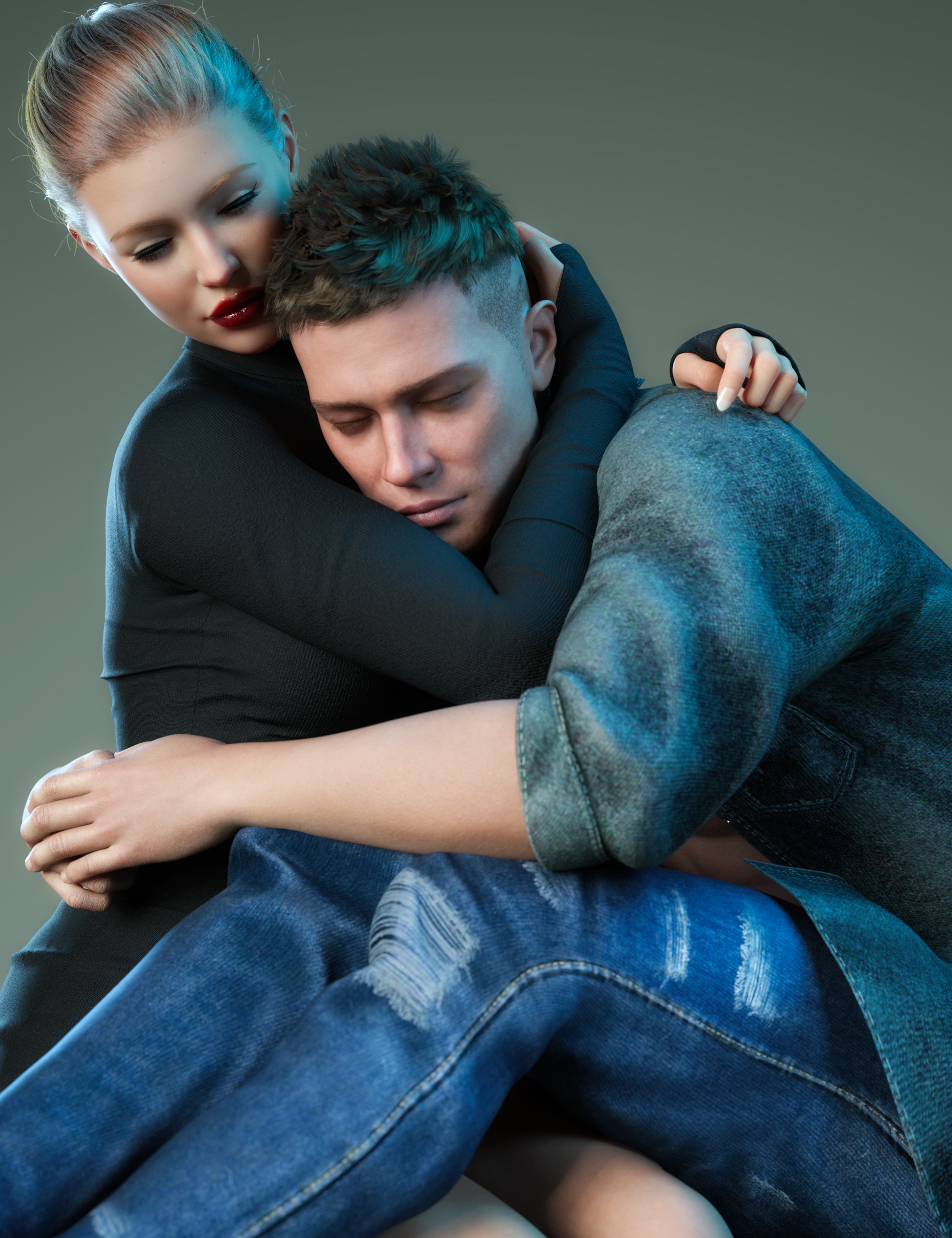 Z Deep Embrace Couple Poses for Genesis 9 and 8 | Daz 3D