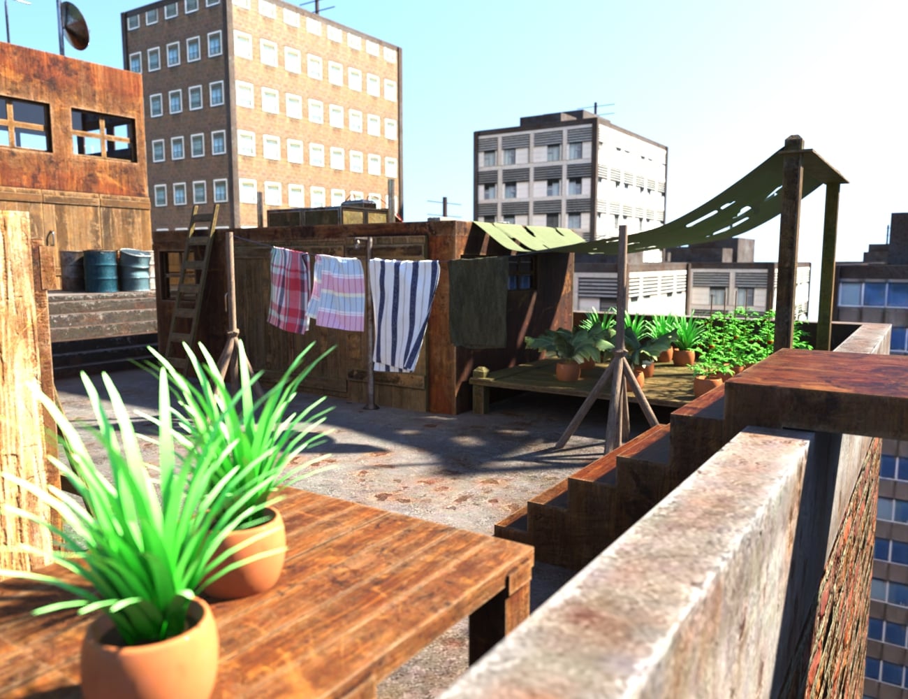 AP Post Apocalyptic Rooftop Refuge | Daz 3D