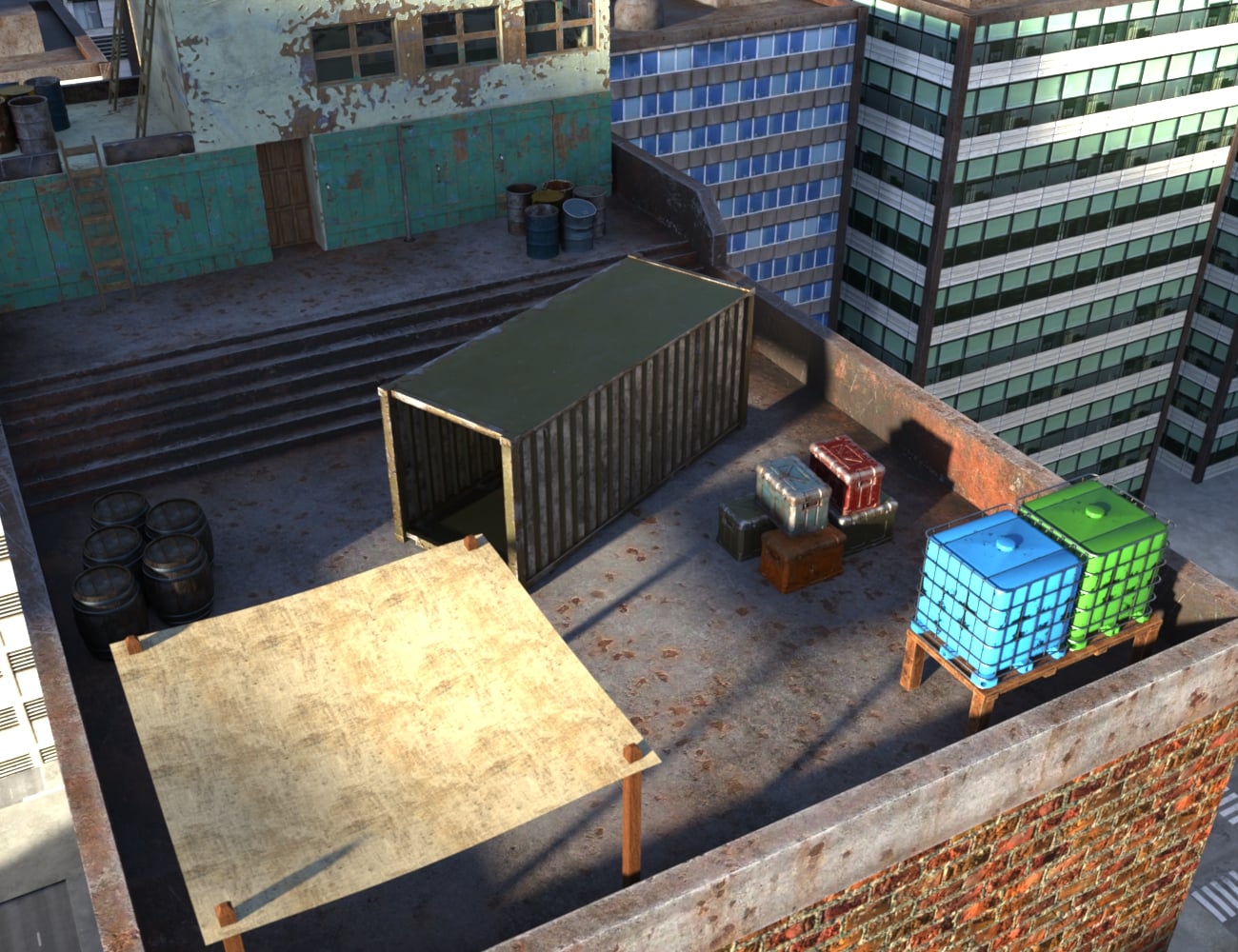 AP Post Apocalyptic Rooftop Refuge Add-On | Daz 3D