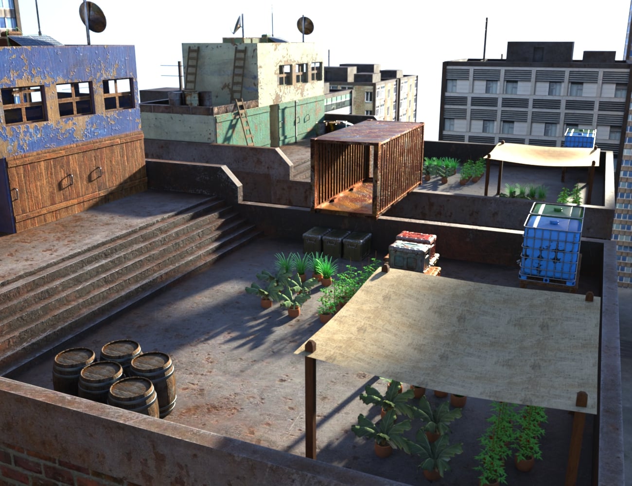 AP Post Apocalyptic Rooftop Refuge Add-On | Daz 3D