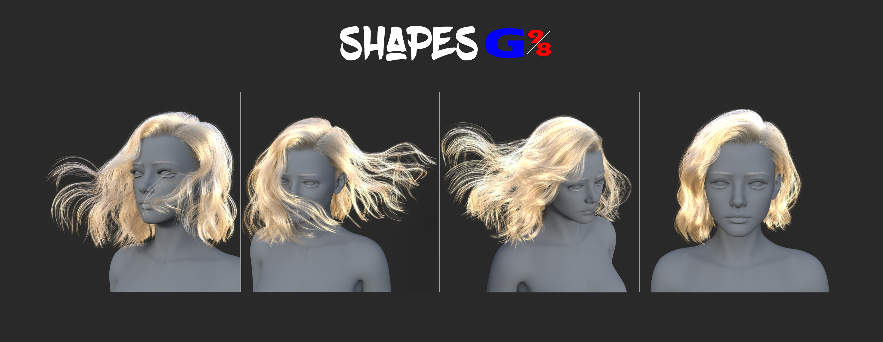 dForce Strand-Based FE Side Part Curly Short Hair for Genesis 9,8 and 8 ...