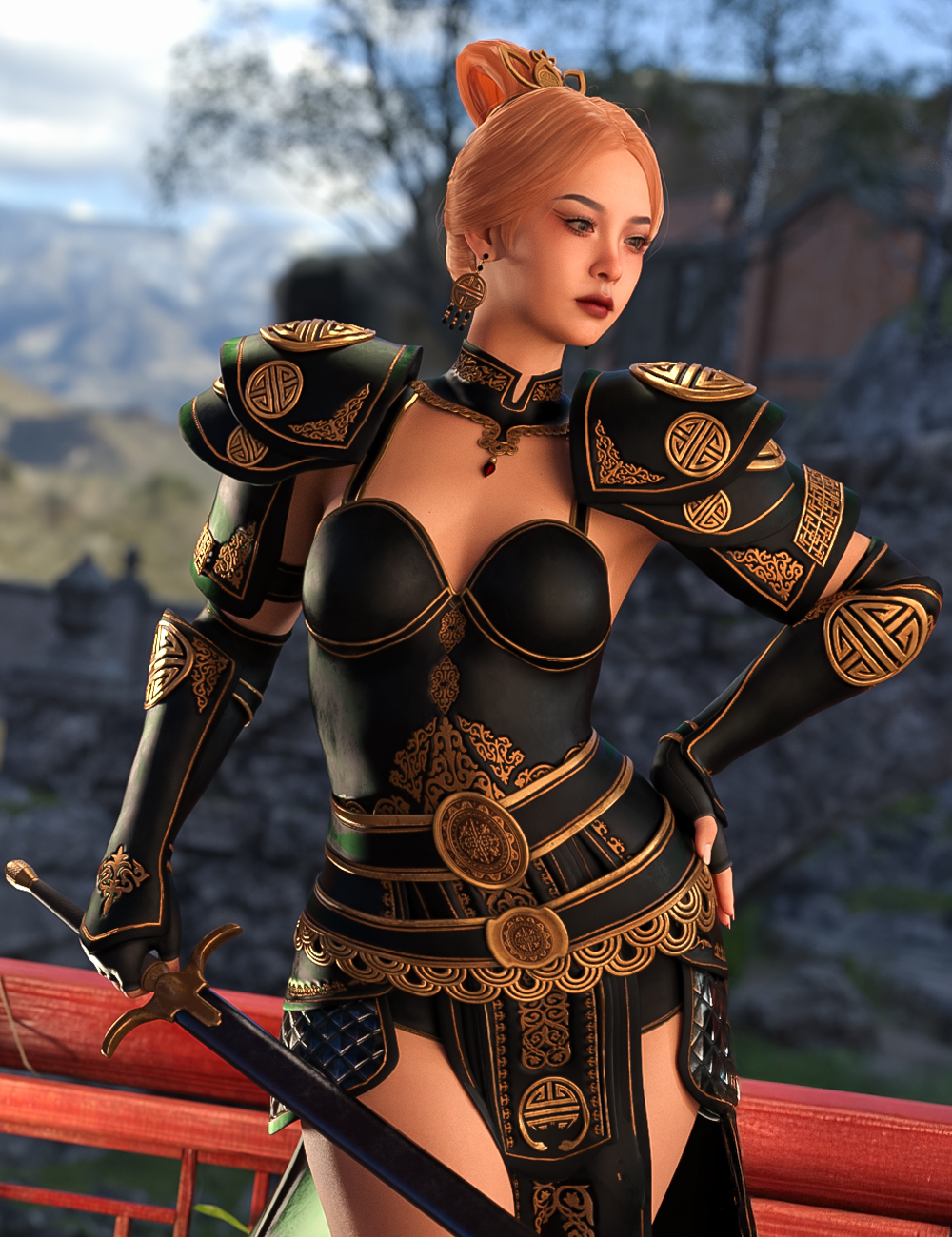 Dreadwyrm Regalia Eastern Fantasy Hair for Genesis 8, 8.1 and 9 | Daz 3D