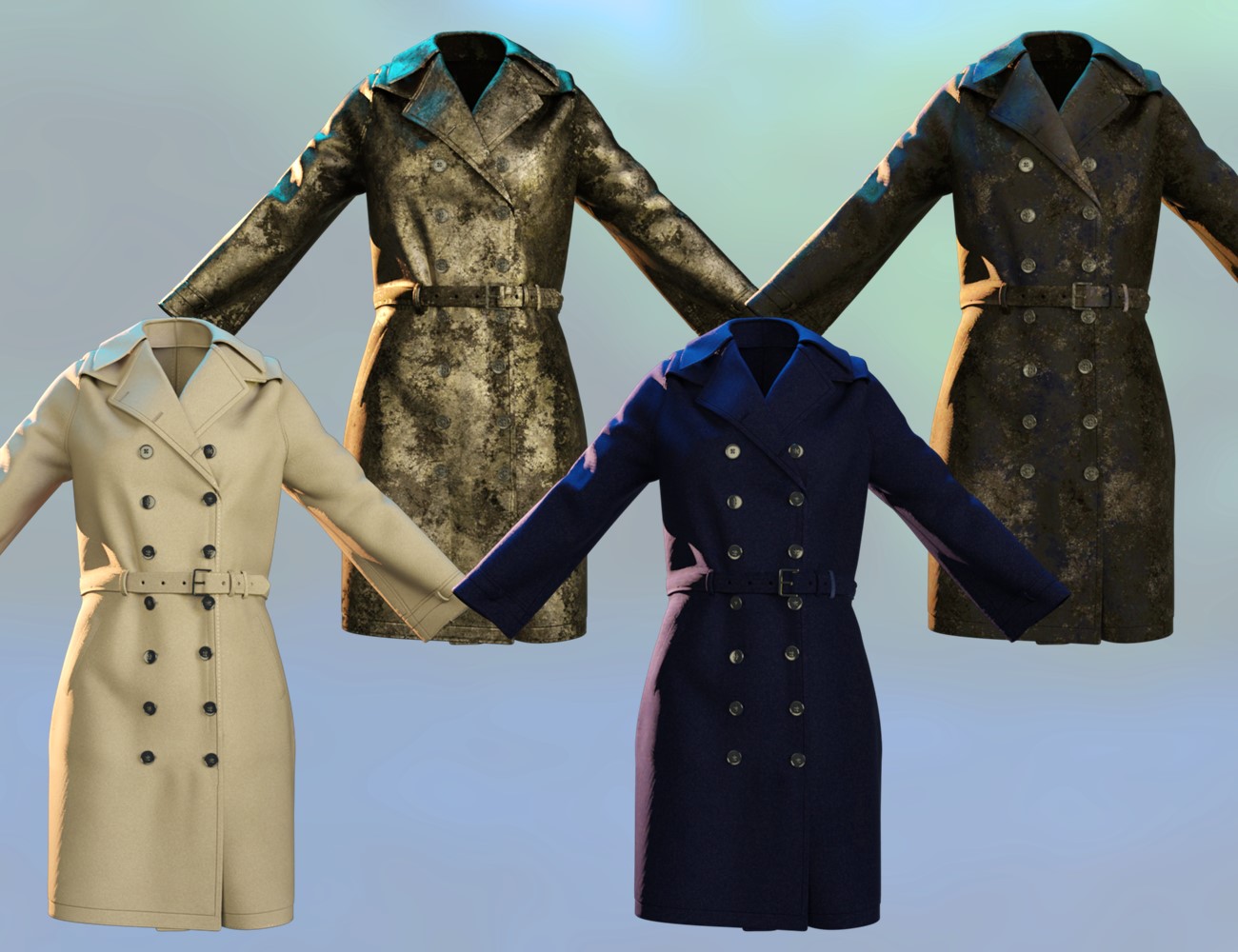 dForce Linda Trench Coat for Genesis 9 and Genesis 8 Female | Daz 3D