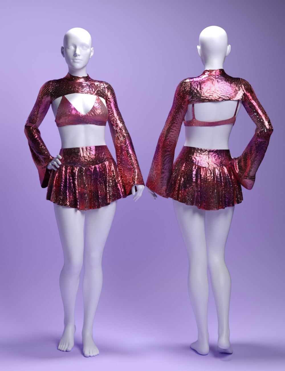 dForce MS Rave Star Outfit for Genesis 9 and 8 Female ⋆ Freebies Daz 3D