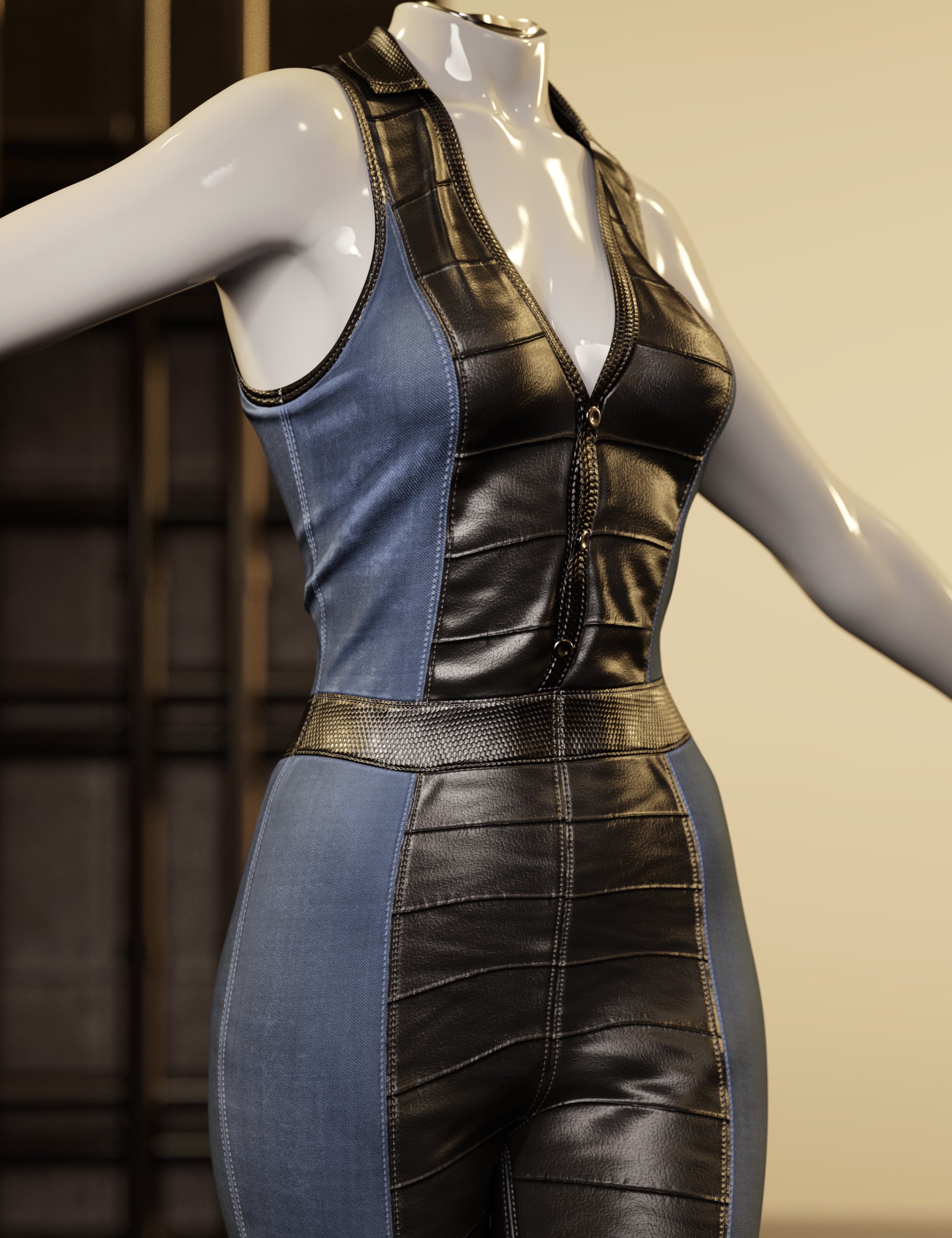 Fantasy Textures Addon for Sleeveless Buttoned Bodysuit | Daz 3D