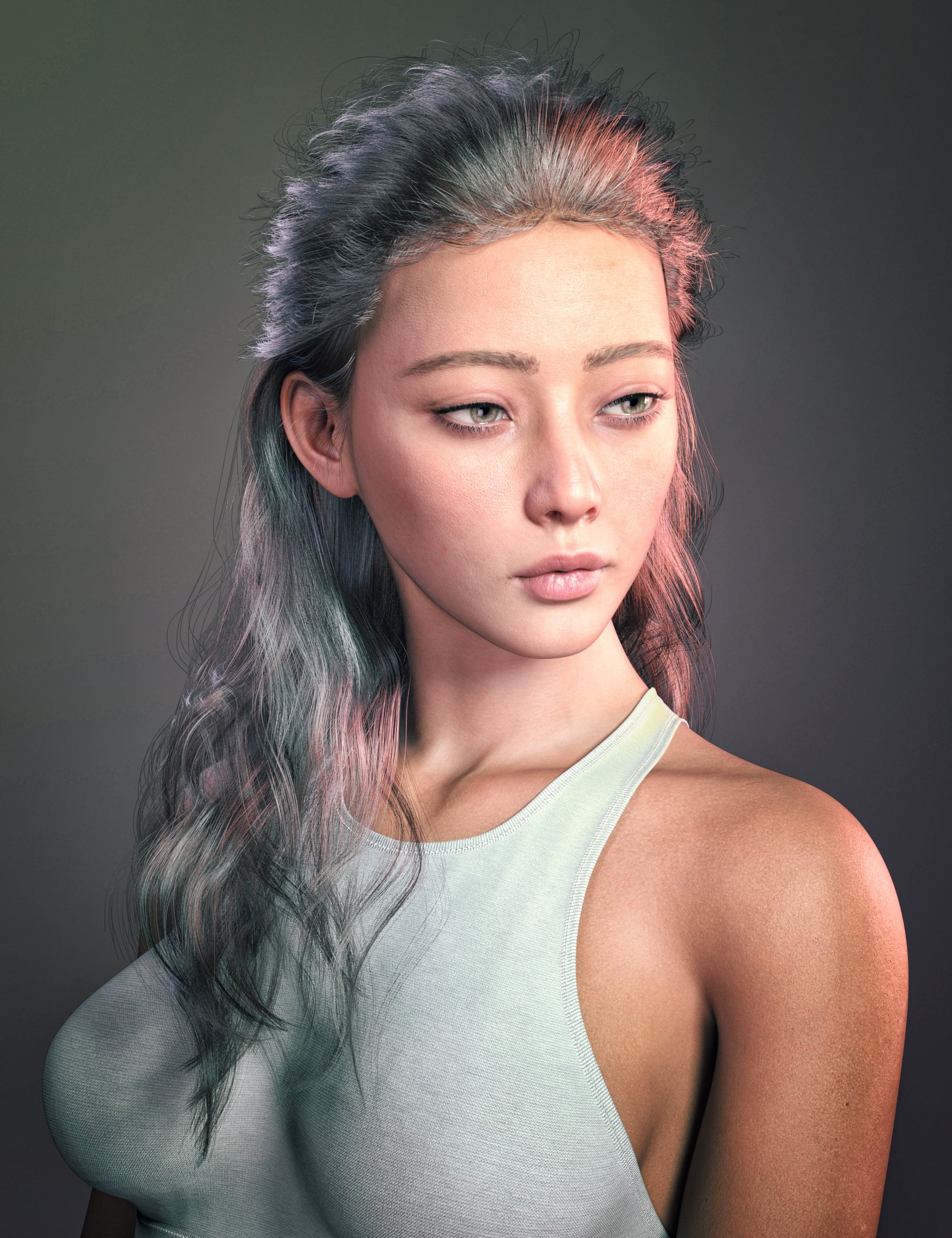 dForce Strand-Based FE Natural Long Half Up Hair for Genesis 9 and 8 ...