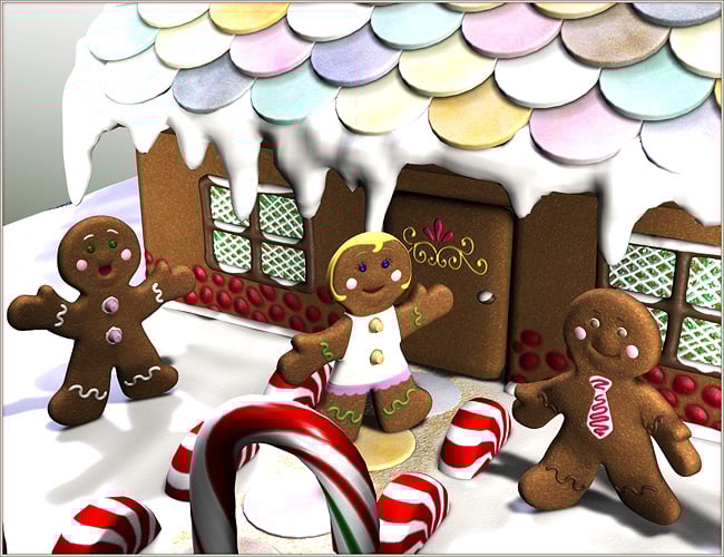 Gingerbread House and Man | Daz 3D