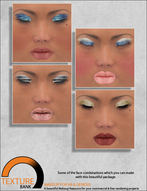 Texture Bank Vol 15 V4 and Genesis Makeup | Daz 3D
