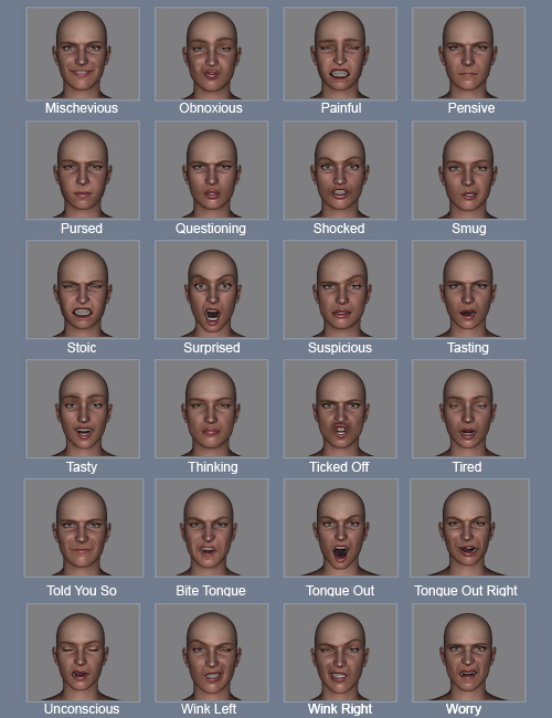 Genesis Expressions and Face aniBlocks | Daz 3D