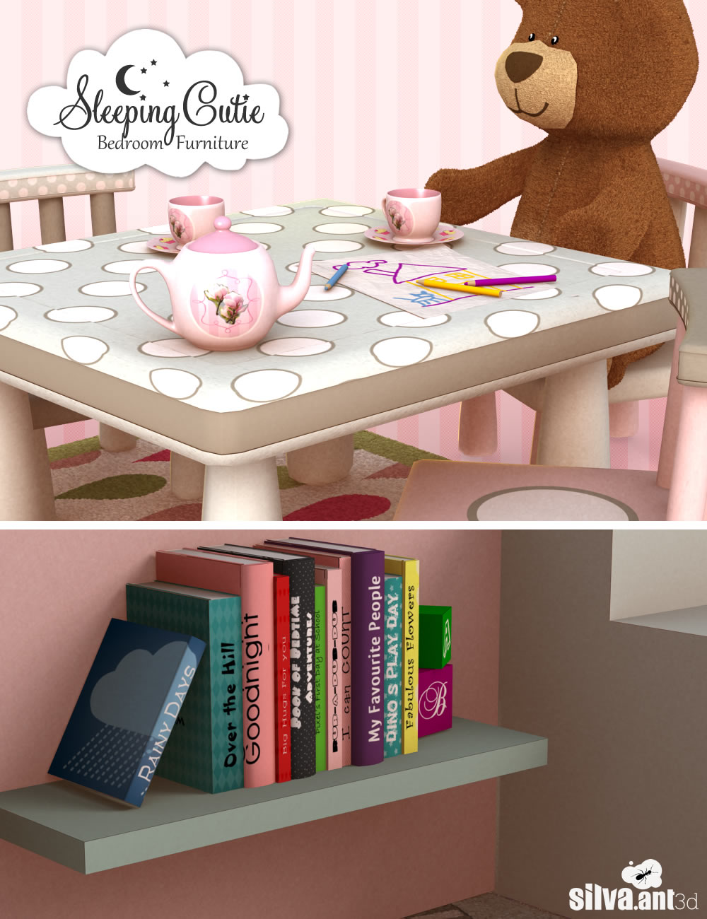 Sleeping Cutie Bedroom Furniture Daz 3d