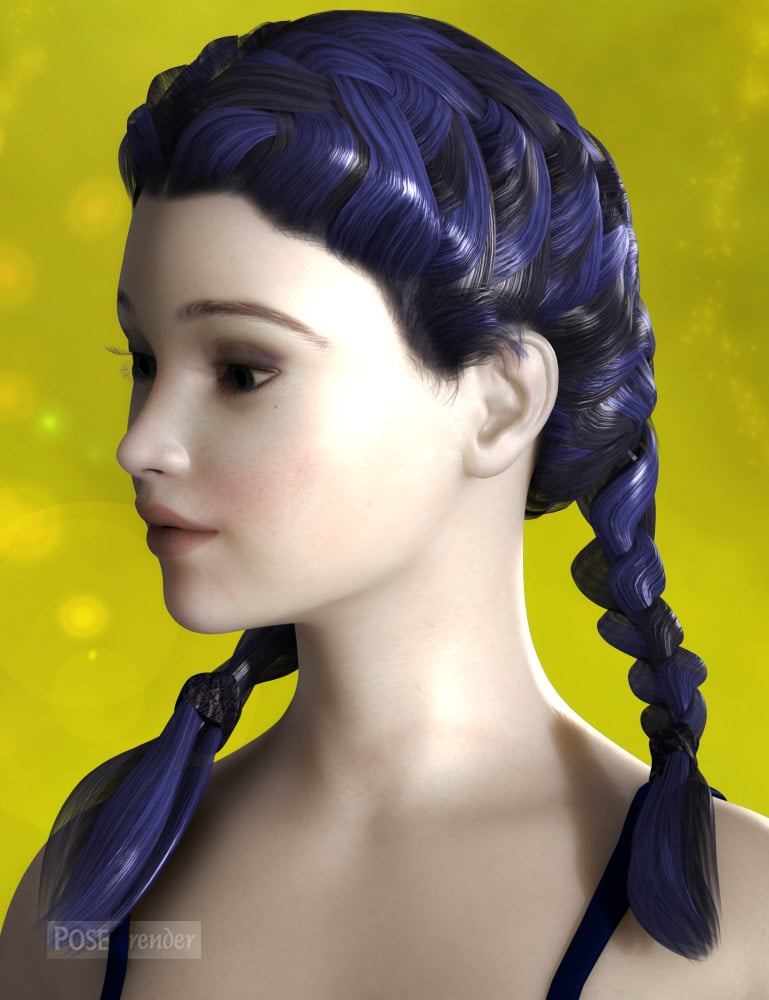 Xylia Double French Braids 2 | Daz 3D
