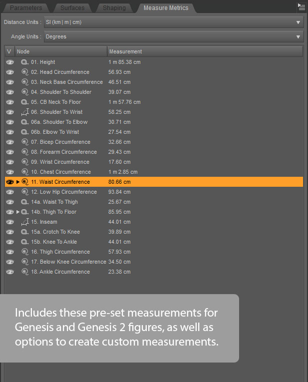 Measure Metrics for DAZ Studio | Daz 3D