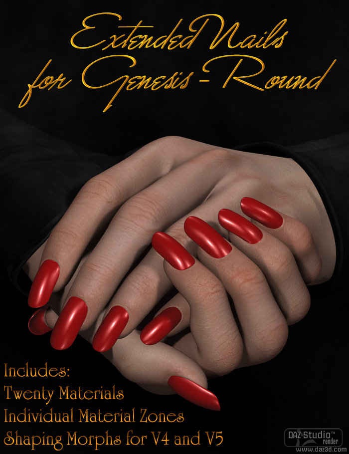 Extended Nails for Genesis - Round [Documentation Center]