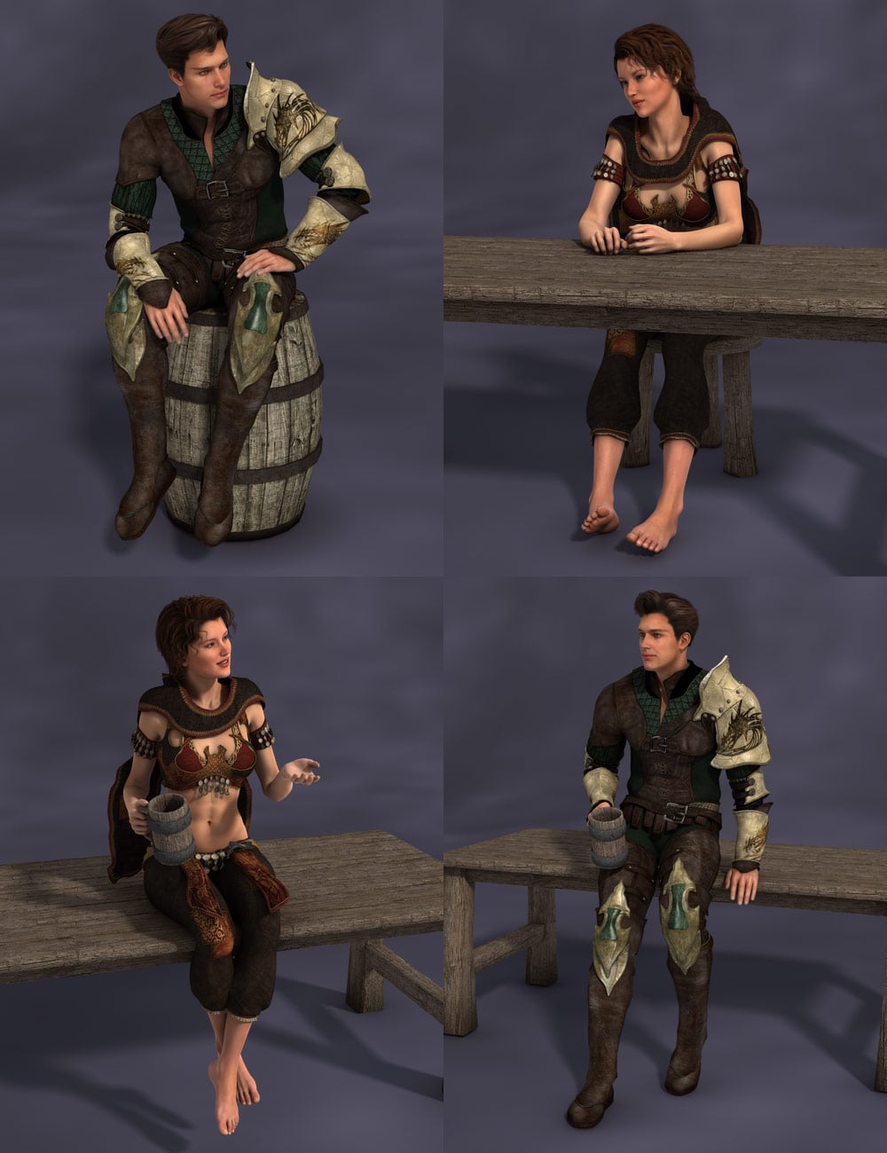 Tavern Dining Hall Poses | Daz 3D