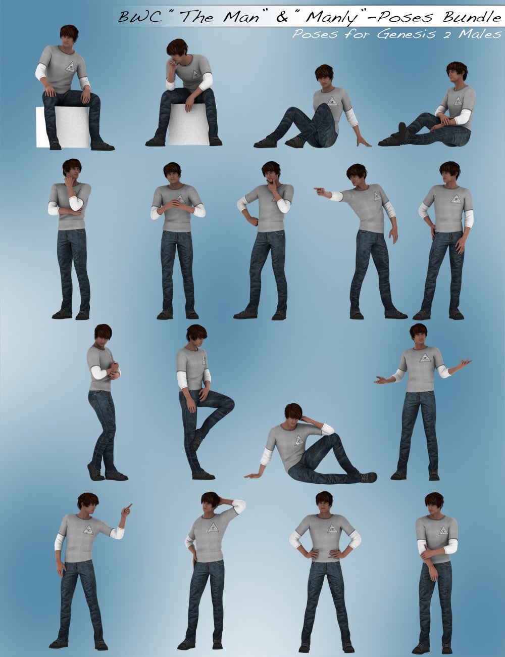 BWC "The Man" and "Manly" - Poses Bundle | Daz 3D