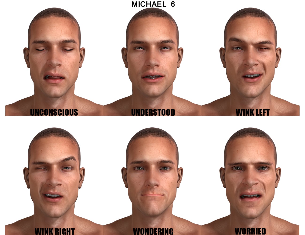 Genesis 2 Male(s) Expressions & Face aniBlocks | Daz 3D