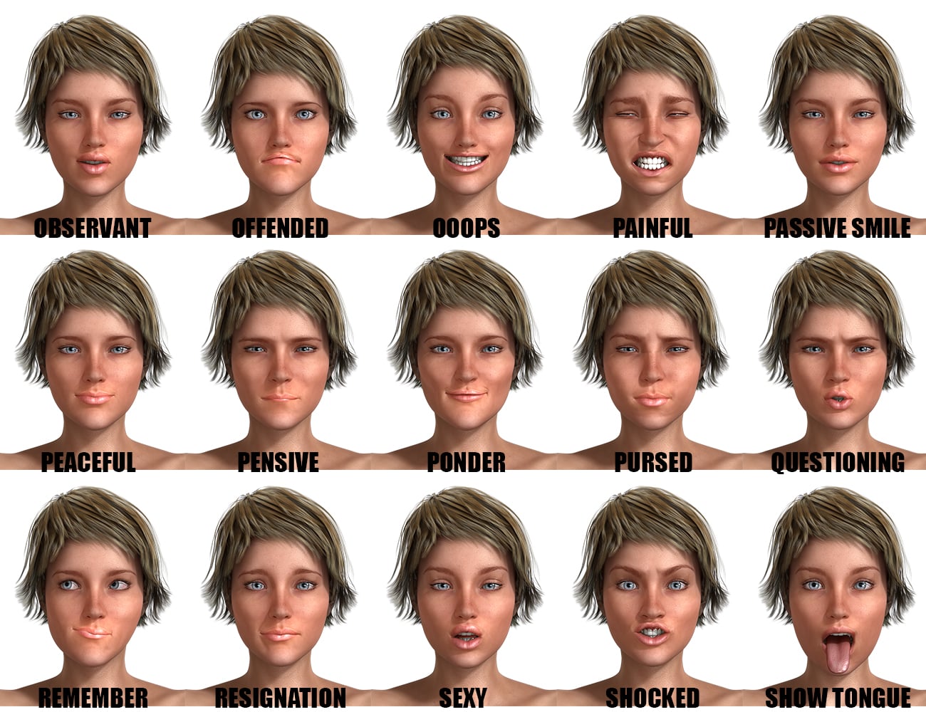 Genesis 2 Bundle Expressions & Face aniBlocks | Daz 3D