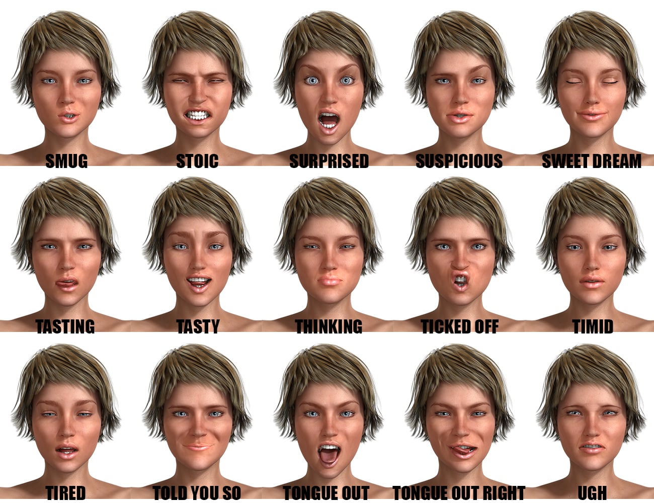 Genesis 2 Bundle Expressions & Face aniBlocks | Daz 3D