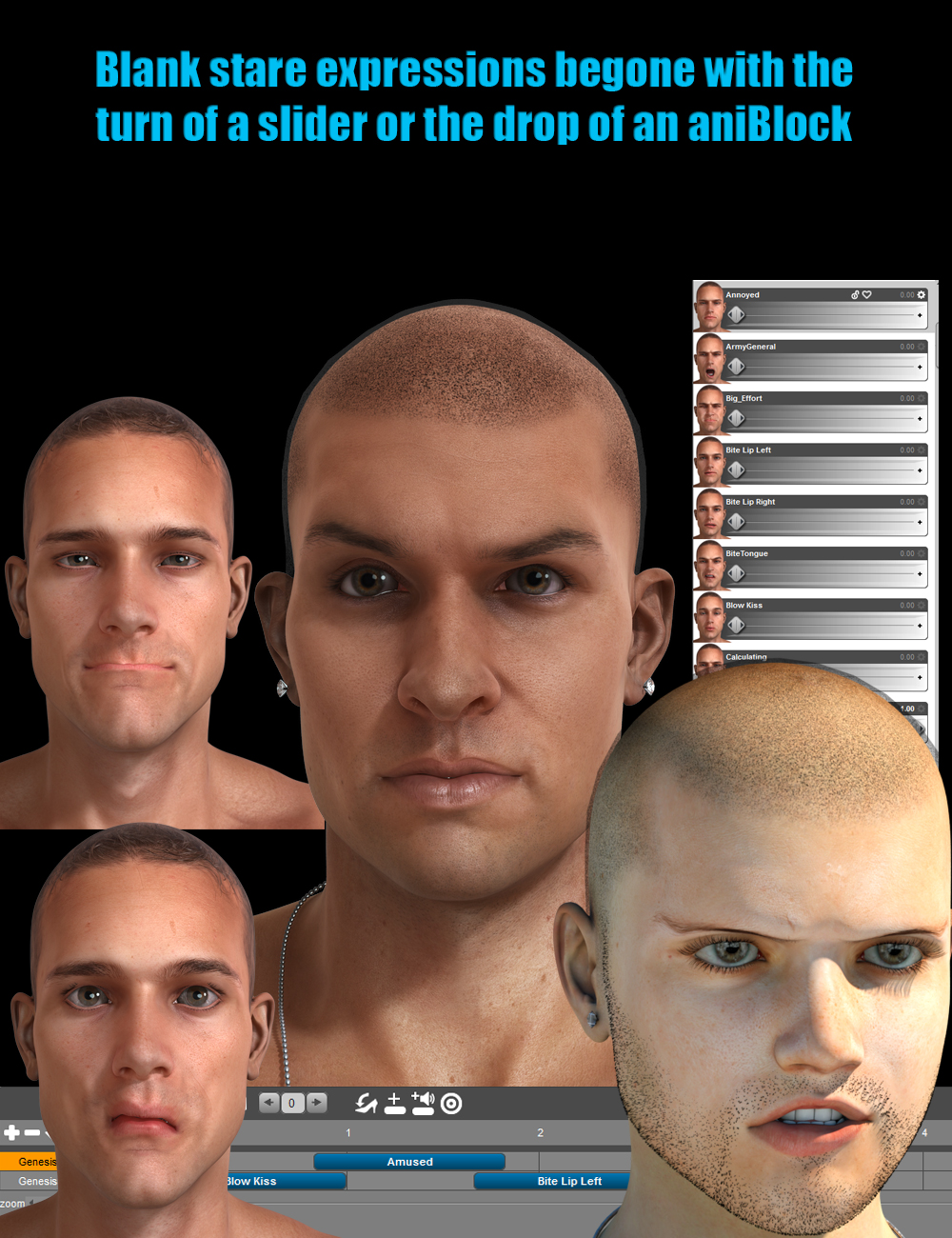 Genesis 2 Bundle Expressions & Face aniBlocks | Daz 3D