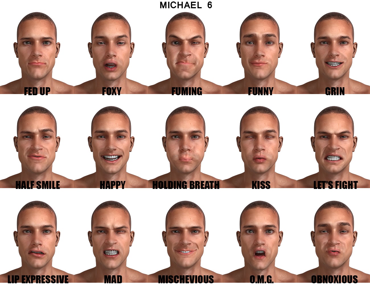 Genesis 2 Bundle Expressions & Face aniBlocks | Daz 3D