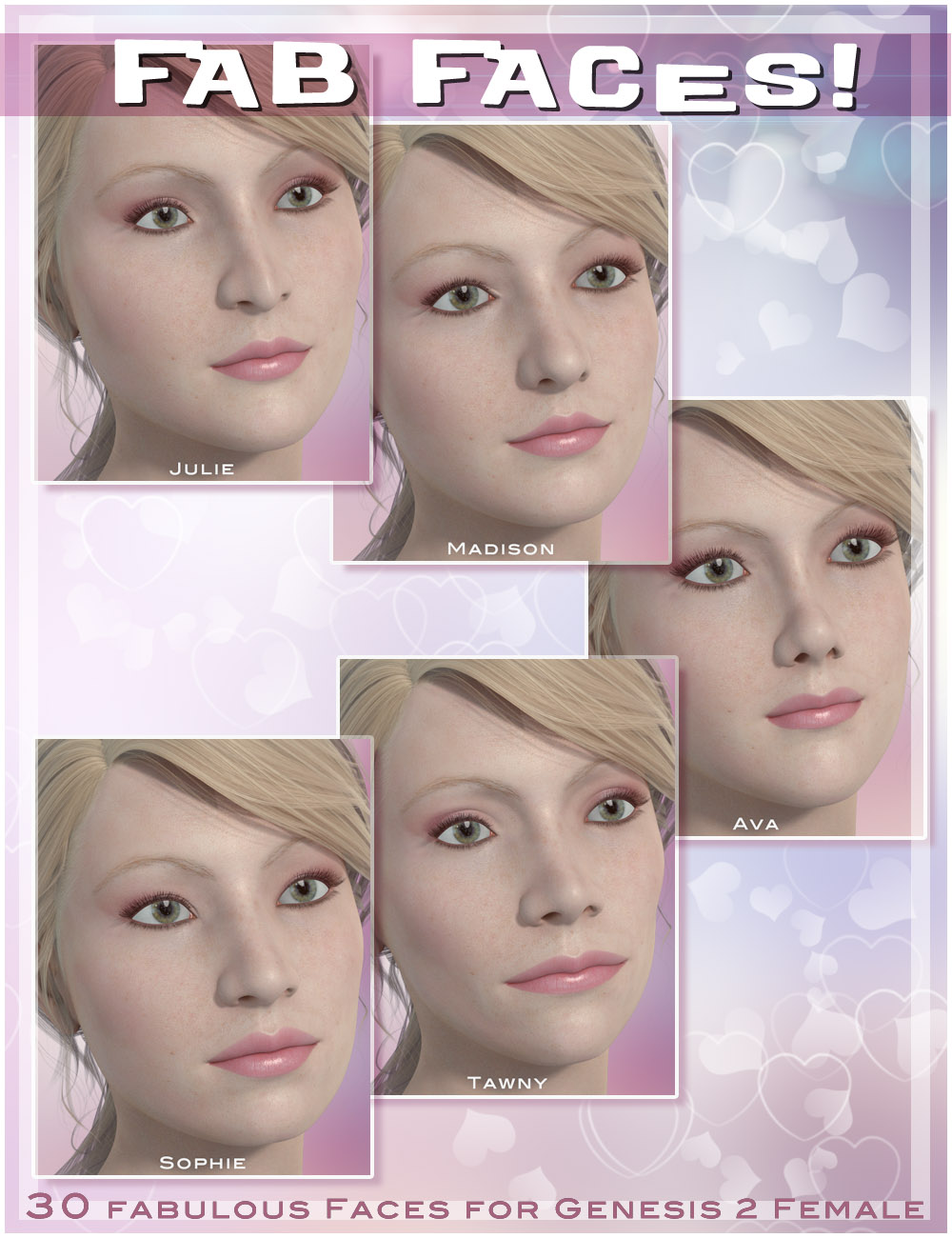 Fab Faces for Genesis 2 Female(s) | Daz 3D
