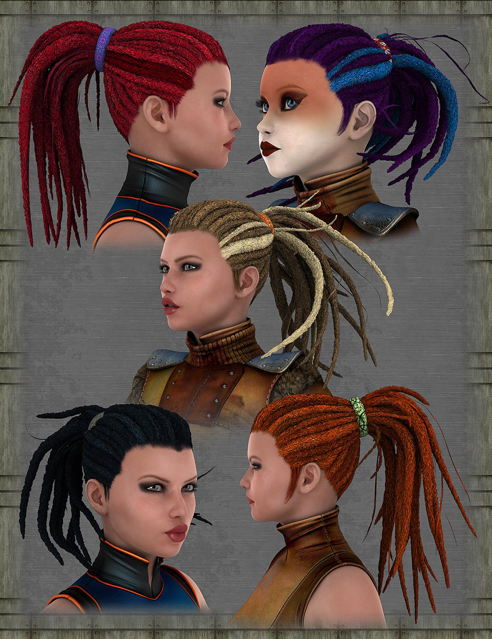 XTech Dreadlock Ponytail for Genesis 2 Female(s) | Daz 3D