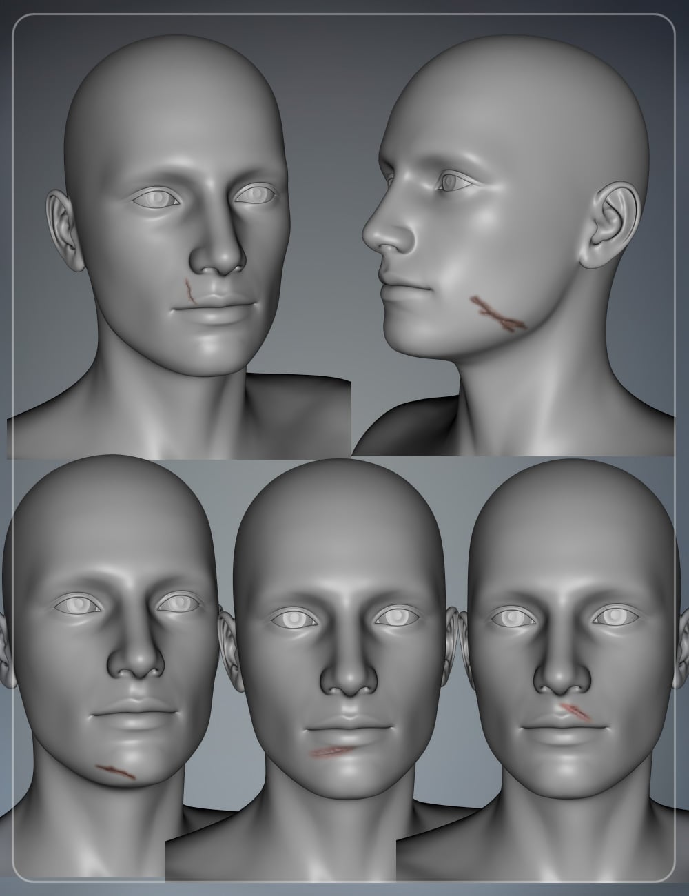 Face Scars Decals for Genesis 2 | Daz 3D