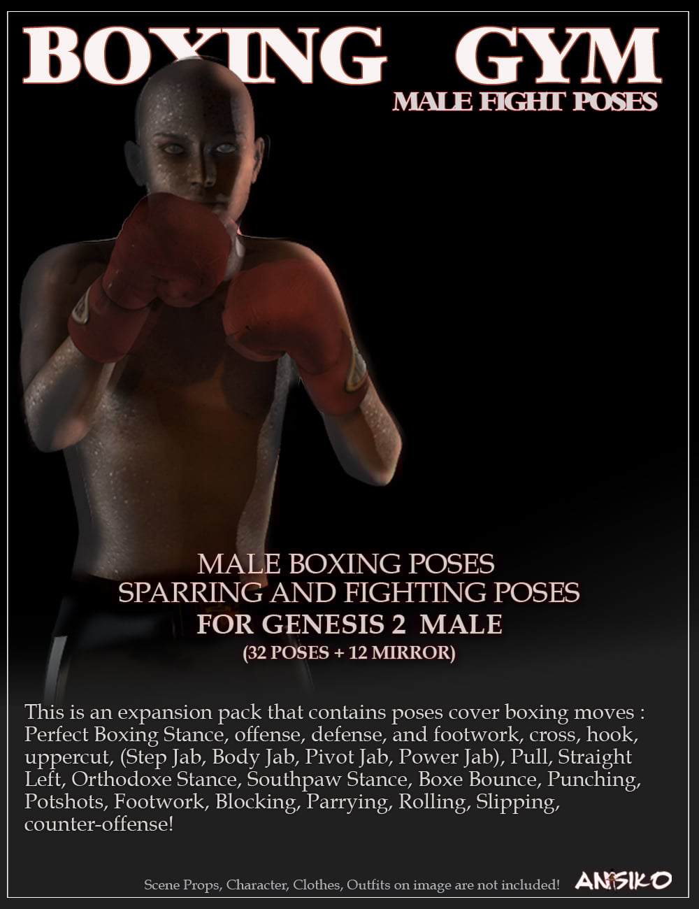 Boxing Gym Male Fight Poses | Daz 3D