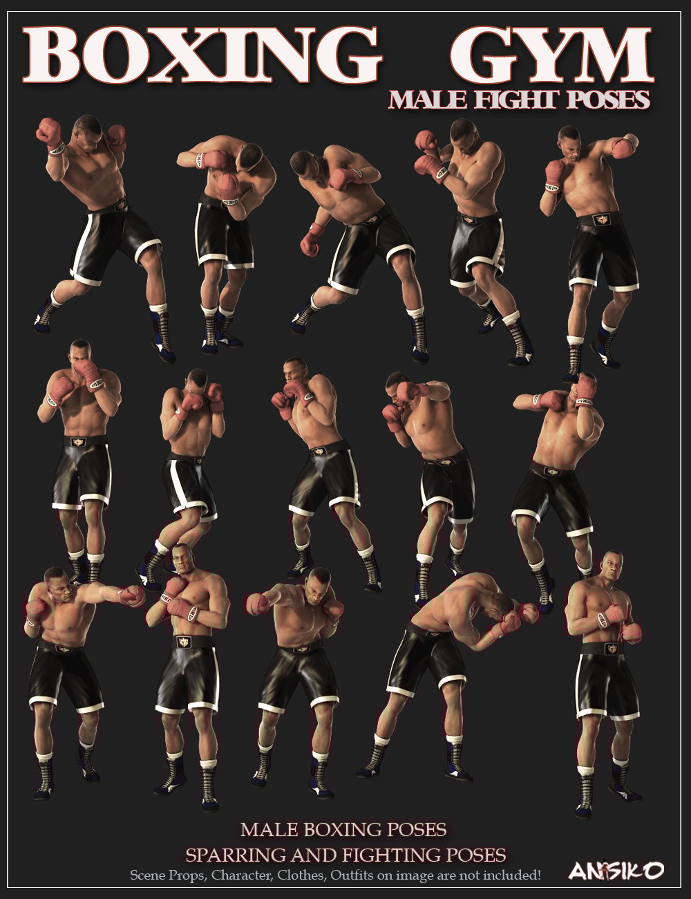 Boxing Gym Bundle Fight Poses | Daz 3D