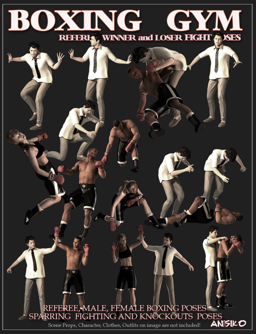 Boxing Gym Bundle Fight Poses | Daz 3D