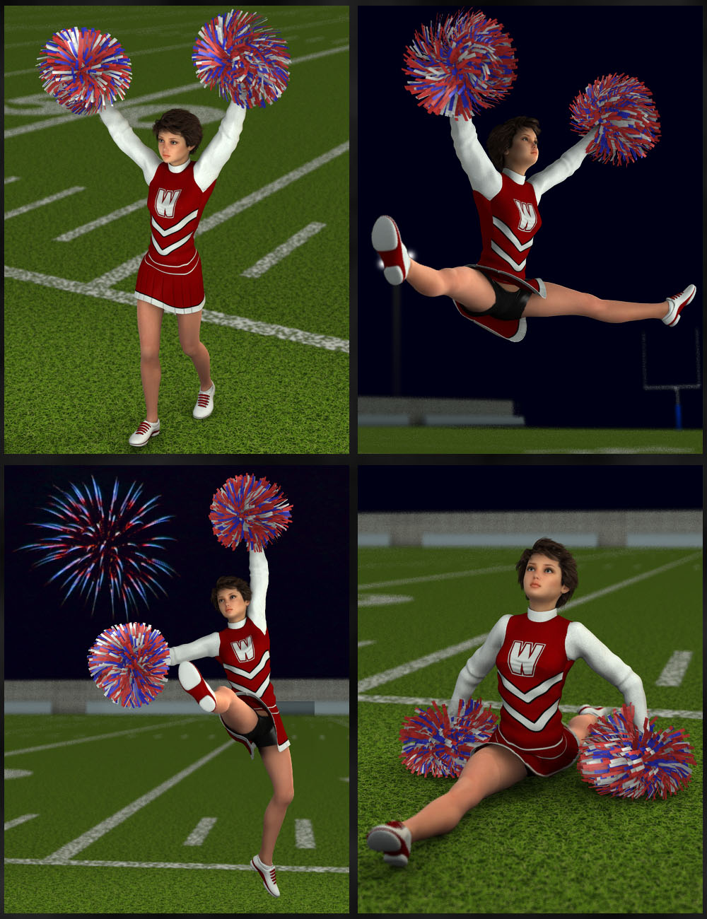 Cheerleader Pom Pom Poses | Daz 3D
