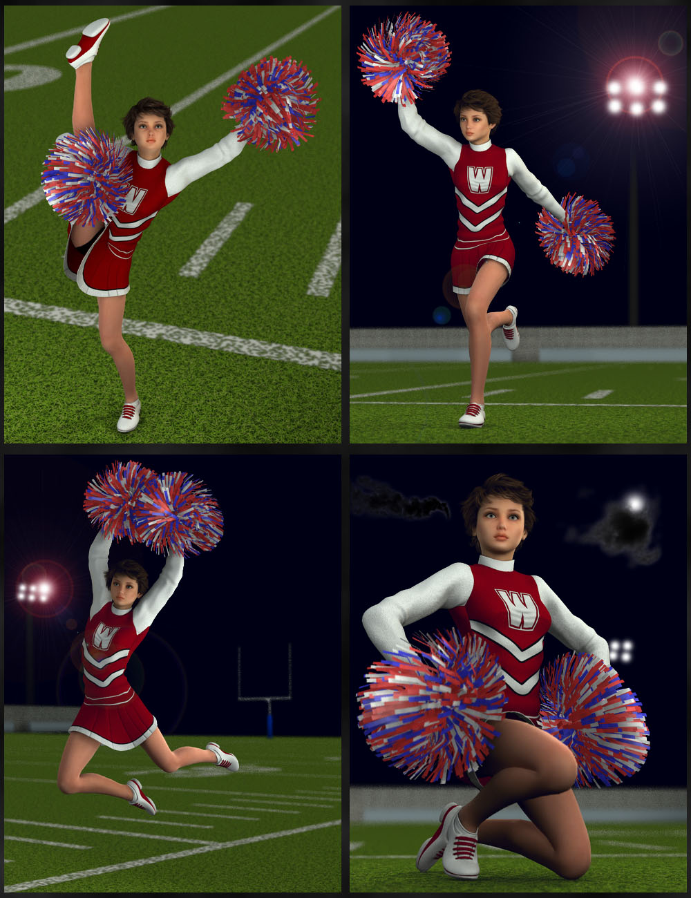 Cheerleader Pom Pom Poses | Daz 3D