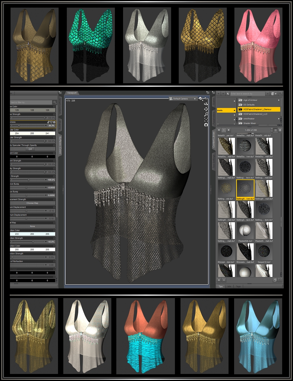 HSS Fabric Shaders 1-Glamour | Daz 3D