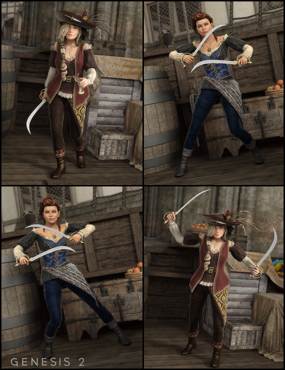 Queen of the Seas Poses for Genesis and Genesis 2 Female(s) | Daz 3D
