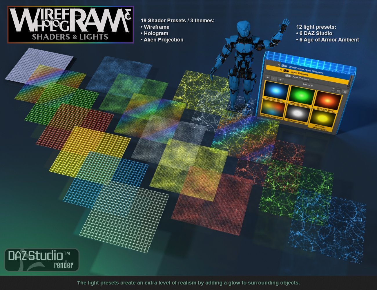 Wireframe and Hologram Shaders | Daz 3D