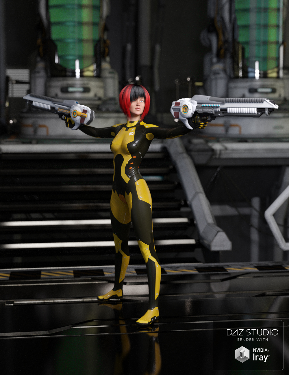 Action Poses with Sci-Fi Rifle for Genesis 2 Female(s) | Daz 3D