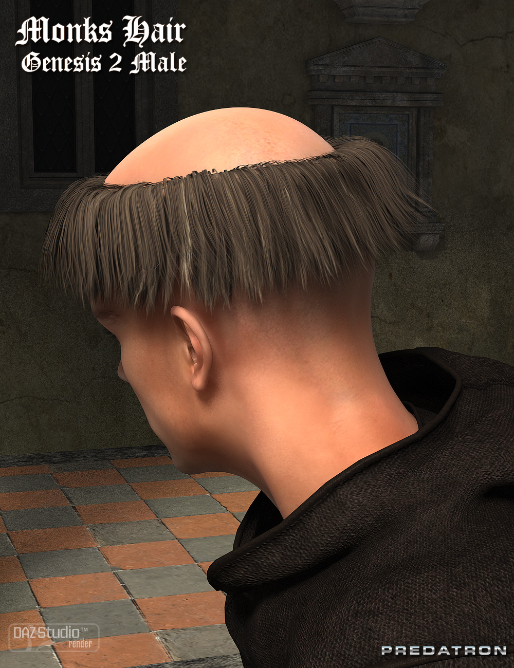 Monks Hair for Genesis 2 Male(s) | Daz 3D