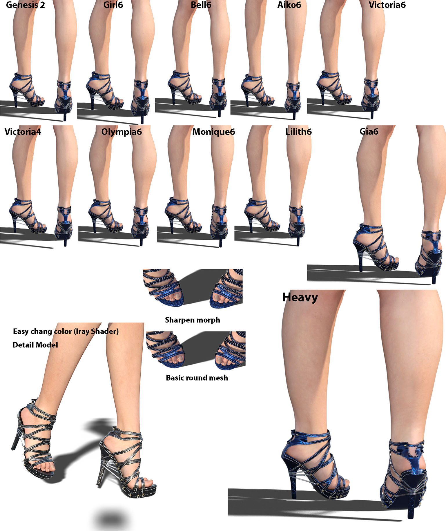 Strap Pumps for Genesis 2 Female(s) | Daz 3D